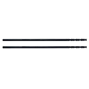 MAXTOOL 1/8"x12" 2pcs Identical Aircraft Extension Drills HSS M2 Extra Long Deep Twist Drill Bits Straight Shank Fully Ground Black; ACF02B12R08P2