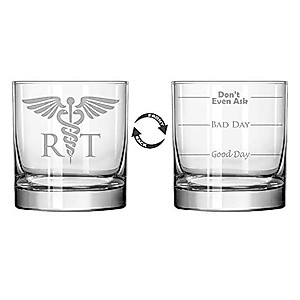 MIP Brand 11 oz Rocks Whiskey Highball Glass Two Sided RT Rad Tech Radiologic Technologist