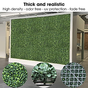 Artificial Boxwood Hedge Panels for Wall Backdrop, Divider Screen, Privacy Fence, Party Decor 20” x 20” Set of 12 Faux Greenery Fake Grass Garden Turf Foliage Tile Mats for Indoor, Outdoor Decoration