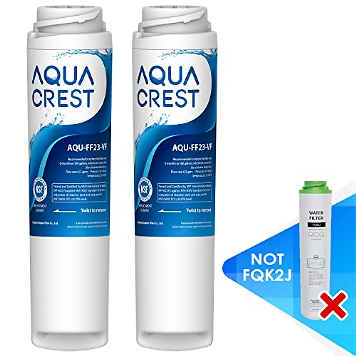 AQUACREST FQSVF Under Sink Water Filter, Replacement for GE FQSVF, FQSVN, FQSLF, GXSV65R, NSF 42 Certified (1 Set)