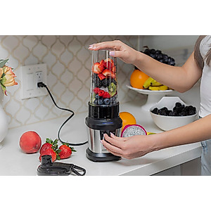 Smoothie Blender, Personal Blender for Protein Shakes Smoothies, 24 Oz BPA Free Travel Cup and Lid,Portable Blender, LED Display for Traveling Fruit Veggie Juicer & More-Black(400W)