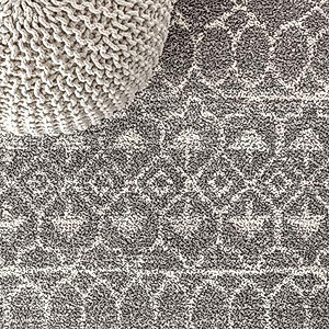 JONATHAN Y MOH209B-3 Izil Moroccan Beni Souk Indoor Farmhouse Area-Rug Bohemian Minimalistic Geometric Easy-Cleaning Bedroom Kitchen Living Room Non Shedding, 3 X 5, Gray,Cream