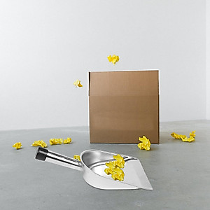 Gatuida Stainless Steel Dust Pan Metal Trash Shovel with Handle Handheld Dust Pan Wide Scooper for Indoor Outdoor Fireplace Industrial and Commercial Use