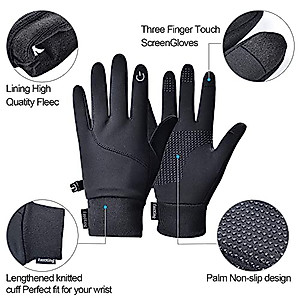 EastKing Winter Gloves for Women Men, Touch Screen Heated Gloves Water Resistant Waterproof Cold Weather Gloves for Cycling Walking Riding Running Driving Golfing for Men and Women (Black-M)