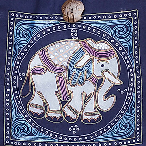 NOVICA Artisan handcrafted cotton handbag shoulder handbags blue royal classic snorkel patterned thailand animal themed elephant ' lucky elephant'