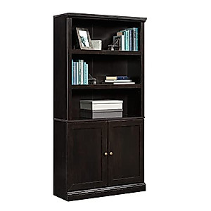 Sauder Miscellaneous Bookcase with Doors, L: 35.28" x W: 13.23" x H: 69.76", Estate Black finish