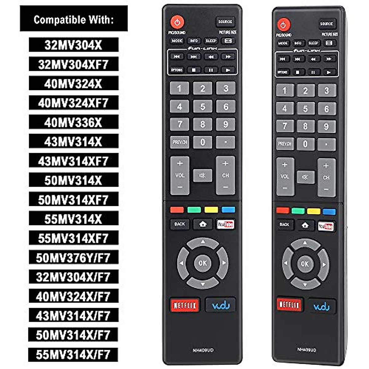 Gvirtue New NH409UD Replacement Remote Control fit for Magnavox LED Smart HDTV TV Sub NH419UD NH400UD NH402UD NH404UD NH405UD NH401UD NH410UP  NH410UD NH416UP NH424UP NH425UD  (1- Pack only)