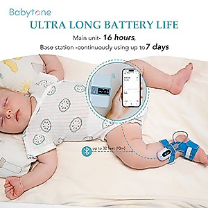 Babytone Baby Sleep Monitor with Base Station, Infant Breathing Monitor, Tracks Oxygen Level, Heart Rate and Movement, Smart Sock Foot Monitor with Free App Report, Fits Newborn 0 to 3 Years Old