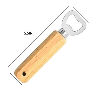 10pcs Wood Handheld Heavy Duty Stainless Steel Bottle Opener, Bartender Bottle Opener, Cider Beer Bottle Openers for Home Kitchen, Bar or Restaurant