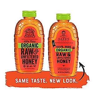 Nature Nate's 100% Pure Organic, Raw & Unfiltered. Squeeze Bottle; Allnatural Sweetener, USDA Certified Organic, No Additives, Honey, 32 Oz