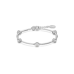 SWAROVSKI Constella Bangle Bracelet with White Circle Cut Crystals on a Rhodium Finish Setting, Part of the Constella Collection