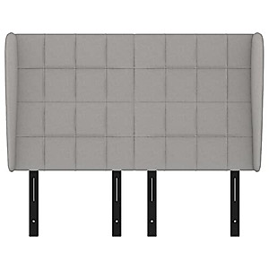 Penau Headboard with Ears Light Gray 57.9"x9.1"x46.5"/50.4" Fabric Superior Bedroom Designs for You Experience Ultimate Bedroom Luxury
