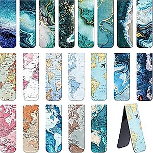 20 Pieces Magnetic Bookmarks Magnet Page Markers Ocean Assorted Book Markers Vintage Maps Bookmark Set for Students Teachers Reading, Book Lovers, Office Classroom Supplies