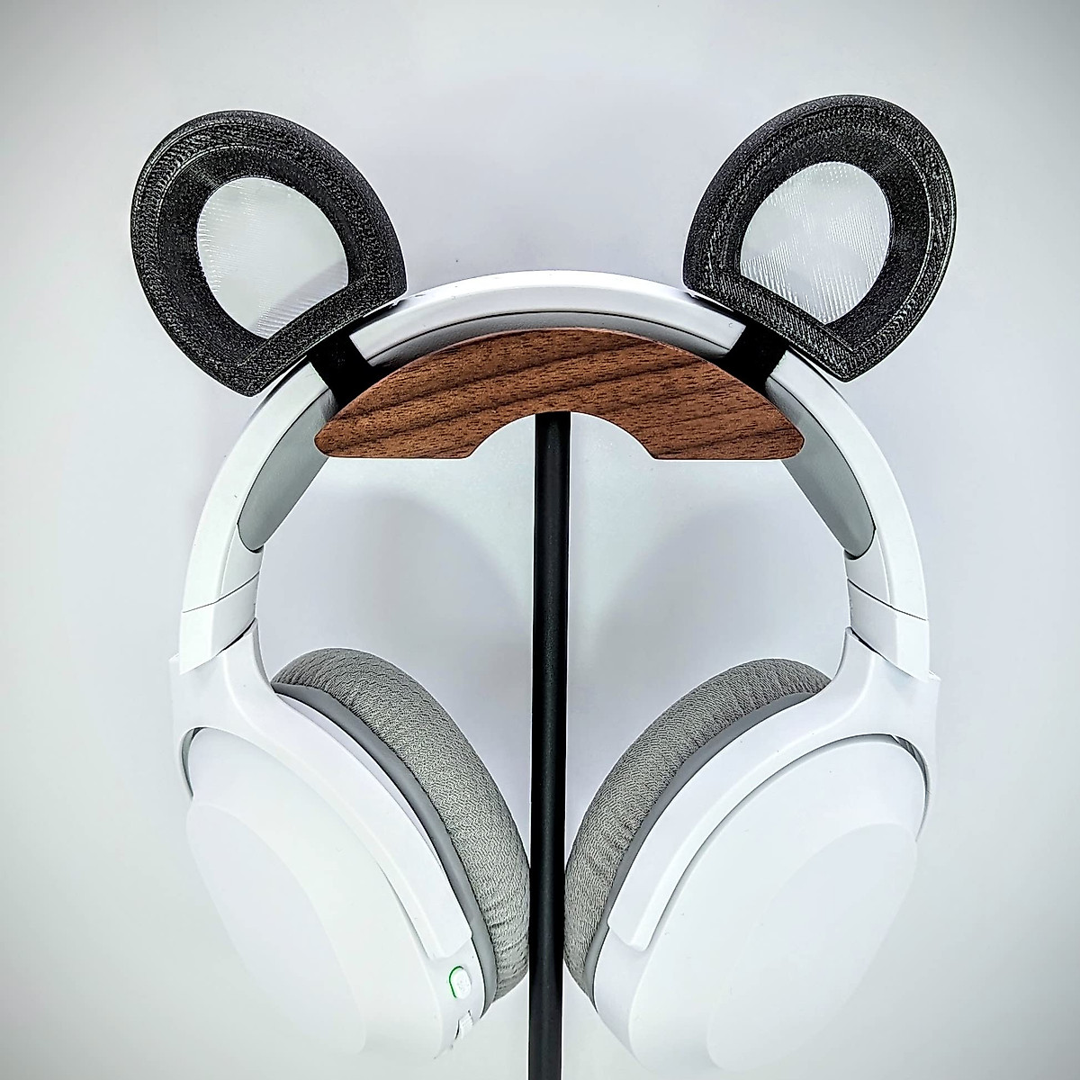 BeamTeam3D Bear Ears for Headphones - Adorable Brown and Panda Bear Headphones Attachment in Various Colors with Self Fastener - Bear Ears for Gamers and Streamers (Sparkle Black/White)