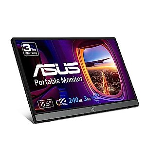 ASUS ROG Strix 15.6" FHD 1080P Portable Gaming Monitor XG16AHPE, 144Hz, IPS, G-SYNC Compatible, Built-in Battery, Kickstand, USB-C, Micro HDMI, for Laptop, PC, Phone, Console