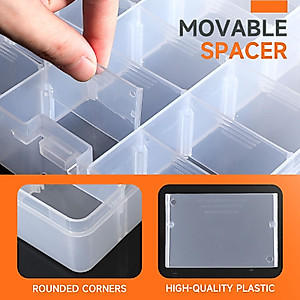 Joengkors 48 Grids Clear Plastic Organizer Box with Dividers, Large Adjustable Compartment Plastic Arts Crafts Storage Containers, Jewelry Bead Tackle Lure Organizer Storage Box Case for Small Parts