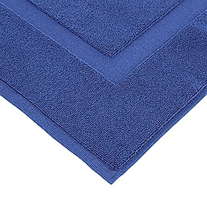 Amazon Basics Banded Bathroom Bath Rug Mat - 20 x 31 Inch, Navy