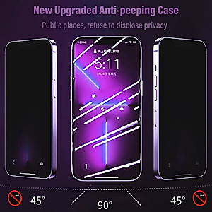 KumWum Privacy Screen Protector for iPhone 14 Pro Max Case Full Body Magnetic Buckle Metal Bumper Slim Thin Front and Back 360 Protection with Camera Lens Protector Cover - Purple