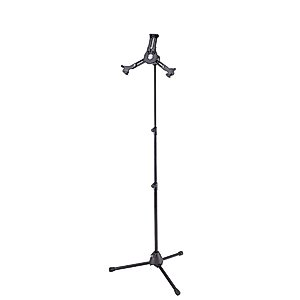 K&M Konig & Meyer 19793 Universal Tablet Mount/iPad Holder & Stand Rotate Tablet 360°, Adjustable Height, Stable Tripod Base, Studio/Remote Home Use, Portable, German Made Black
