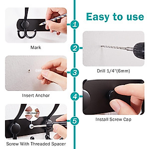 YOUDENOVA Wall Mount Coat Hook, Metal Coat Hanger for Hanging Clothes, Black Wall Coat Hooks for Bedroom, Kitchen, Bathroom, Black