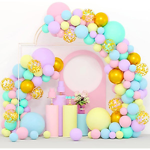 JINSENHUI 8FT & 5FT Gold Balloon Stand Kit, Free Bending Balloon Arch Column, Half Arch Balloon Stand with Base for Wedding, Birthday, Baby Shower, Graduation, and More