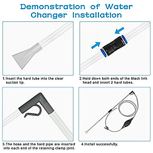 Fish Tank Gravel Vacuum Pump, Siphon Cleaner for Small Aquarium, Cleaning Tools, Water Changer and Drainage.