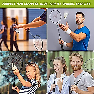 Nalax Badminton Set,2 Player Badminton Rackets Carbon Fiber Badminton Racquet with 3 Shuttlecocks and 1 Carrying Bag,Badminton Backyard Games for Outdoor,Garden,Beach,Family Fun Game
