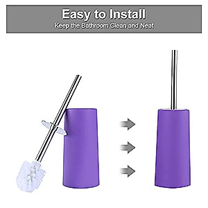 Ejoyous 6Pcs Bathroom Accessories Set Plastic Bath Gift Set Include Cup, Toothbrush Holder, Soap Holder, Hand Sanitizer Bottle, Bins, Toilet Brush, Purple