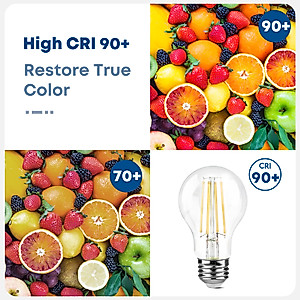 Talltreepho A19 LED Edison Bulbs 60W Equivalent, Energy Saving 800 Lumen Soft White E26 8W Non-Dimmable Clear 3000 Kelvin Natural Warm LED Light Bulbs, Antique House Lights, 6Pack