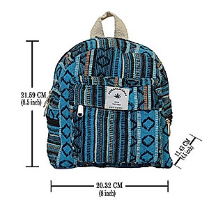 Generic Eco Friendly Set Of Mini Backpack + Pen case Coin Purse Hemp University Light Weight For Girl (Blue), Small