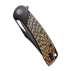 CIVIVI Dogma Pocket knife, Black Stonewashed D2 Blade, Copper Handle, Liner Lock, Ball Bearings Pivot,Flipper Opening Utility Knife with Reversible Deep Carry Pocket Clip C2005F