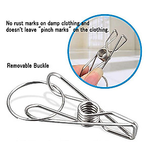 Portable Stainless Steel Clothes Pins Heavy Duty Laundry Drip Hanger with 8 Clips Hanging Drying Rack Closet Organizer