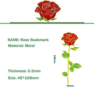 Metal Red Rose Bookmarks Valentines Day Teacher Gifts for Women Girlfriend Graduation Mothers Day Rose Gifts Cute Bookmark Teacher Appreciation Birthday Gifts Book Marker for Book Lovers