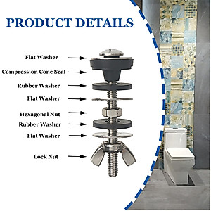 Universal Toilet Tank to Bowl Bolt Kit, Heavy Duty Toilet Tank Replacement Kit, Waterproof and Rustproof Stainless Steel Toilet Tank Bolts(4 PCS)