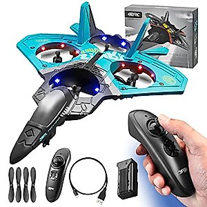 emudans V17 Fighter RC Aerobatic Aircraft Drones for Kids&Beginners,Four-Rotor Aircraft Toys with 4 Motors, 360°Stunt Roll, Gravity-Sensing Remote Control, 15 Minutes of Life, LED Color Lights
