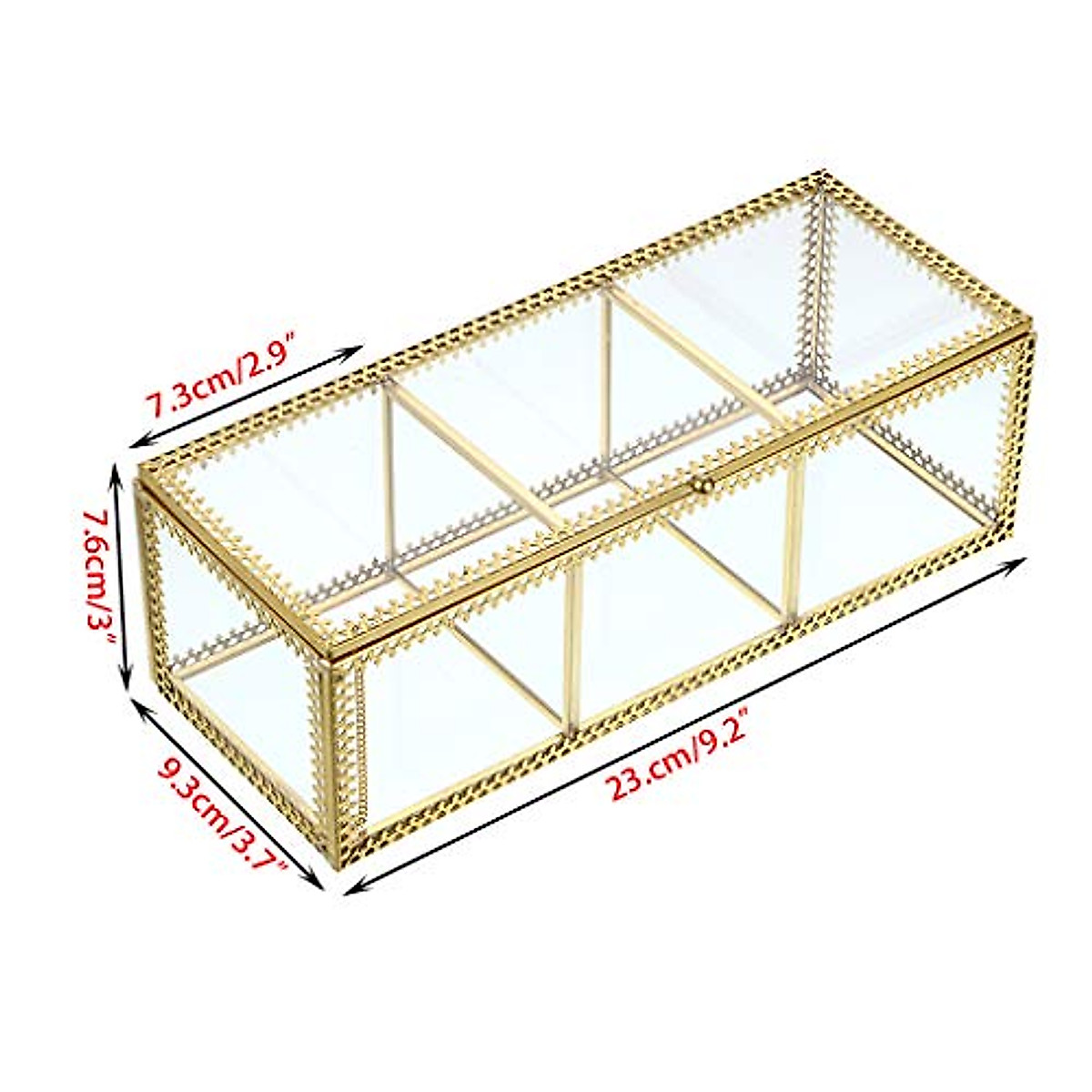 Hipiwe Vanity Glass Countertop Canister Jar with Storage Lid，3 Compartment Beauty Blender Holder Jewelry Box for Cotton Swabs, Qtips Balls, Makeup Sponges，Bath Salts