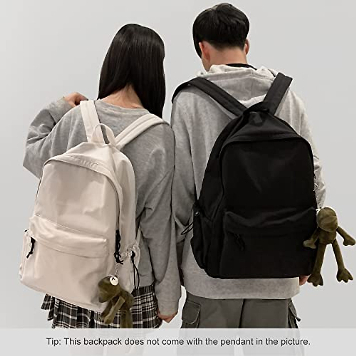 PAUBACK Beige School Backpack for Girls Water Resistant High School Book Bag Simple Backpack for Teens Boys Girls, Lightweight Simple Middle School Back Pack Daypack