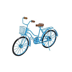 Deco 79 Metal Bike Sculpture with Wood Accents, 18" x 4" x 11", Blue
