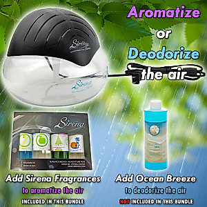 Sirena Twister Deluxe Pack (Black) including Fragrance Pack- Water Filter Air Freshener For Home and Office - Essential Oil Aroma Diffuser With LED Night light - Small Air Cleaner For Smoke and Pets