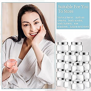 Mumufy 36 Pcs Clear Plastic Jars with Lids Round Plastic Containers Empty Travel Containers for Creams Refillable Cosmetic Jars Containers for Lotions Body Scrub Body Butter (Silver Lid,8 oz)