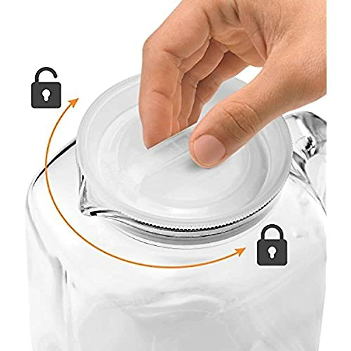 Friwer Glass Jug With Airtight Frosted Lid, Easy Pour Spout & Handle – For Water, Juice, Iced Coffee & Iced Tea, 34 Ounce (1 Liter)