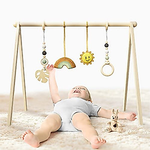 Wooden Baby Gym – Premium Infant Activity Gym with Hanging Bar for Wooden Toys – Wooden Play Gym Frame for Tummy Time Mat – Educational Baby Activity Gym for Newborn Gift for Baby Girl and Boy