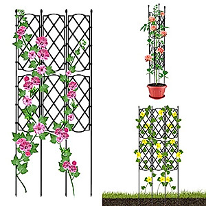 Garden Trellis for Climbing Plants Outdoor, 4FT Tall Plant Support Trellis Cage for Indoor Potted Plants, Plant Trellises Frame for Vines, Flowers, Vegetable, Rustproof Lattice Grid Panels for Rose