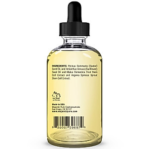 Majestic Pure Castor Oil Eyelash Serum - with Apple & Argan Stem Cells - Eyelash Growth Serum for longer thicker Eyelashes, Eyebrows & Hair - Free Set of Mascara Brush & Eyeliner Applicator - 1 fl oz