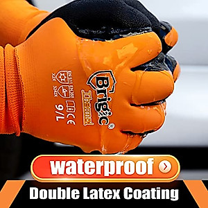 Brigic Winter Work Gloves for Men, Waterproof Work Gloves for Cold Weather, Insulated Freezer Gloves, Keep Working at 0℃/32℉, M 1 pair