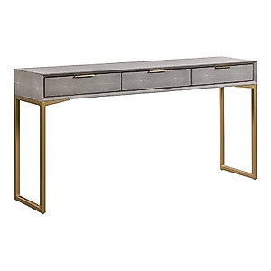 TOV Furniture Pesce Shagreen Modern 3 Drawer Living Room Console Table, 59" Grey