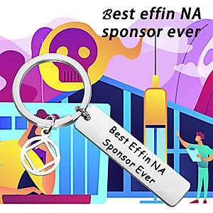 BAUNA Sponsor Gift Sobriety Gift NA Sponsor Appreciation Keychain Narcotics Anonymous Jewelry Best Effin NA Sponsor Ever (NA Sponsor Keychain)