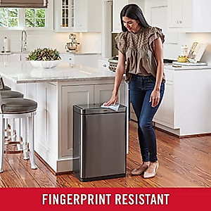Rubbermaid Elite Stainless Steel Sensor Trash Can for Home and Kitchen, Batteries Included, 12.4 Gallon, Charcoal