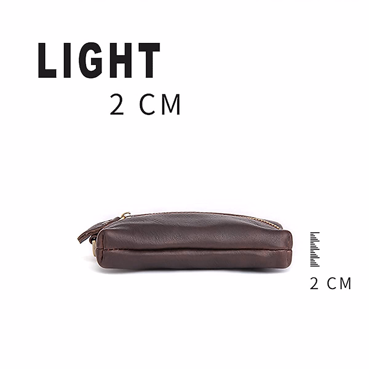 Leather Key Case Wallet, Key Holder Wallet Coin Purse, Genuine Leather Car Smart Key Chain Metal Hook and Keyring Zipper Coin Wallet for Men Women Brown