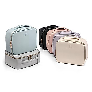 Vlando Toiletry Bag, Large Wash Bag, Travel Cosmetic Make-up Bag, Multi-compartment with Dividers for Cosmetics Makeup Brushes Toiletry Jewelry Accessories, Beige